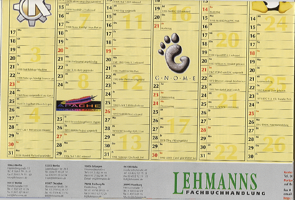 Lehmanns Unix-Linux-Calendar 2000