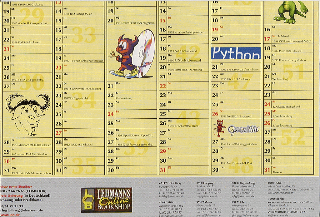Lehmanns Unix-Linux-Calendar 2000